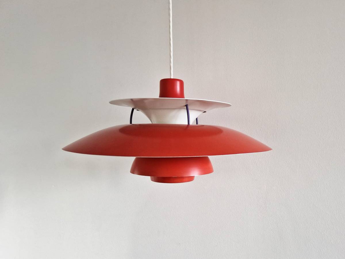 Red PH5 Pendant lamp by Poul Henningsen for Louis Poulsen, Denmark 1960 ...